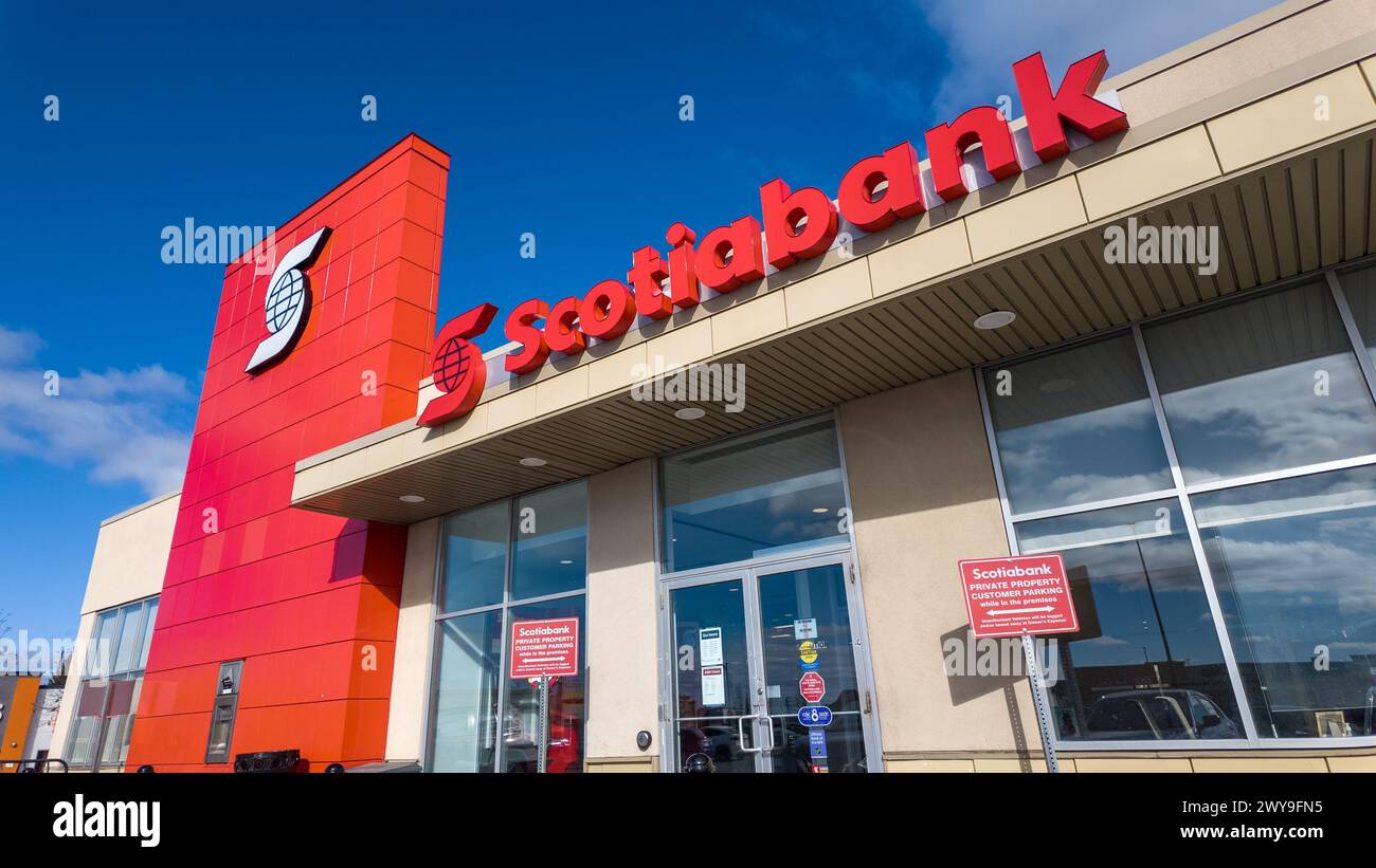 A low angle of Scotiabank entrance in Barrhaven, Ottawa Stock Photo - Alamy
