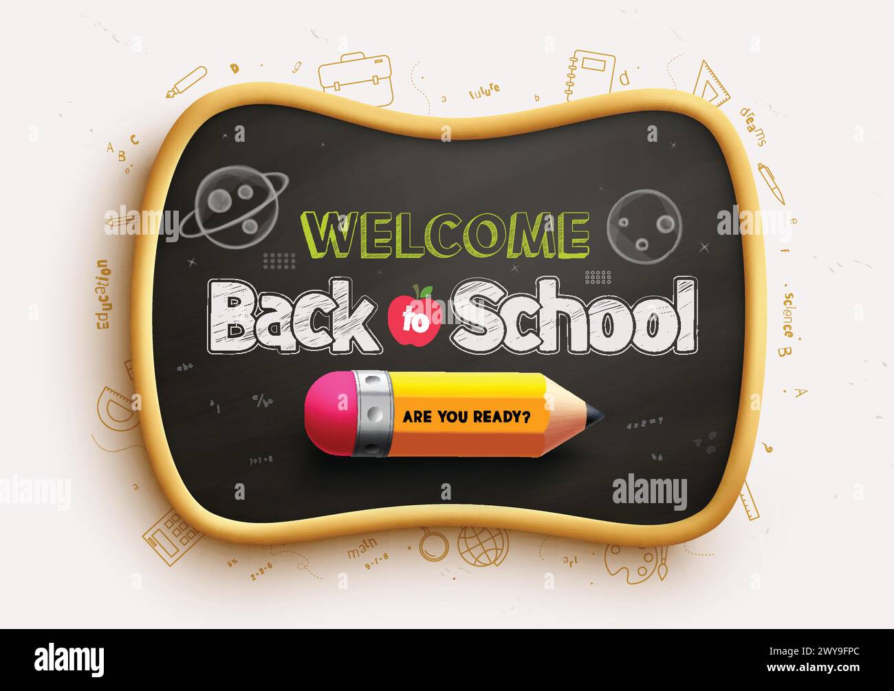 Back to school text vector template. Welcome back to school greeting in ...