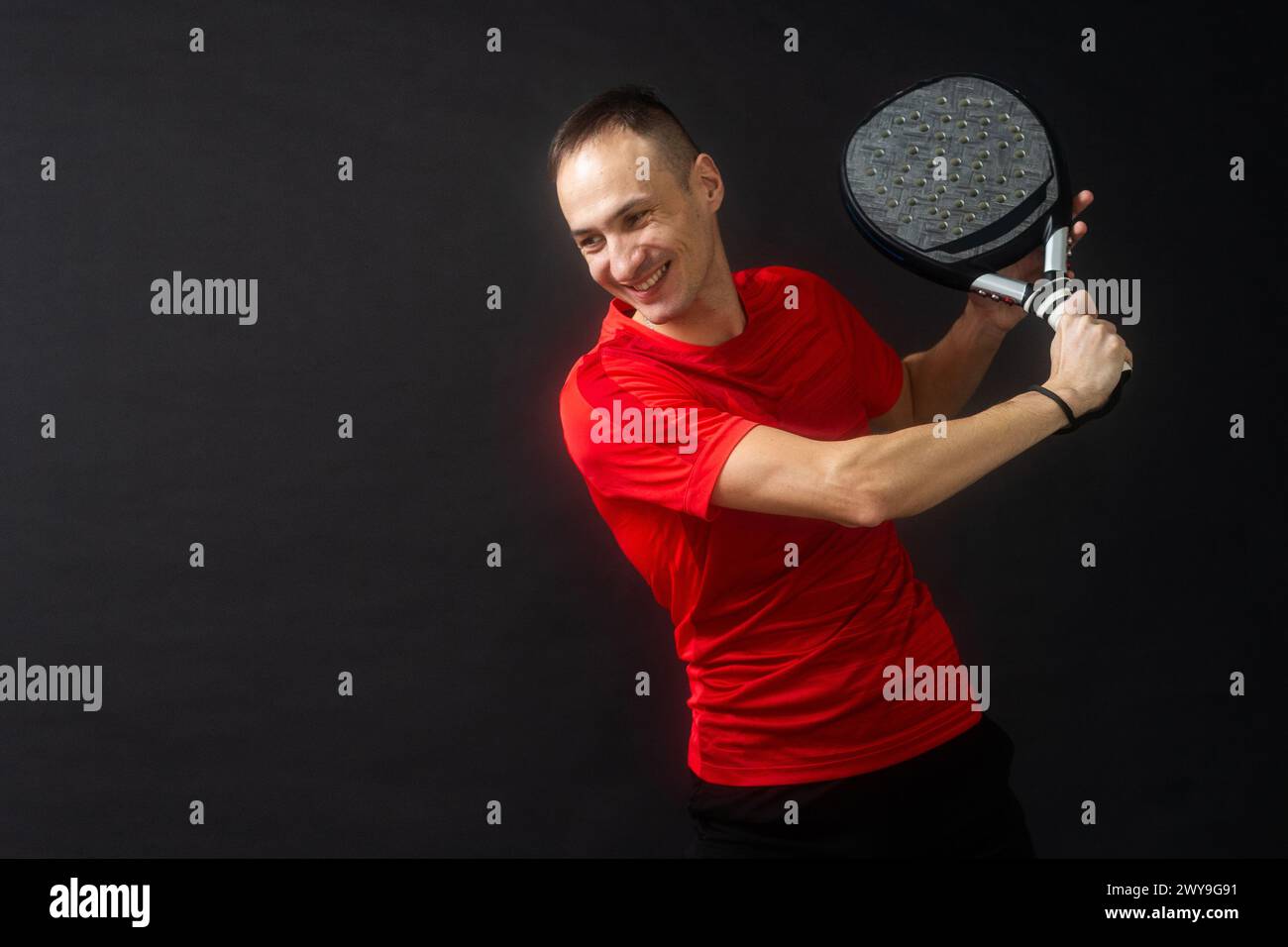 Paddle tennis: Man, Player with hand and Paddel racket and ball Stock ...