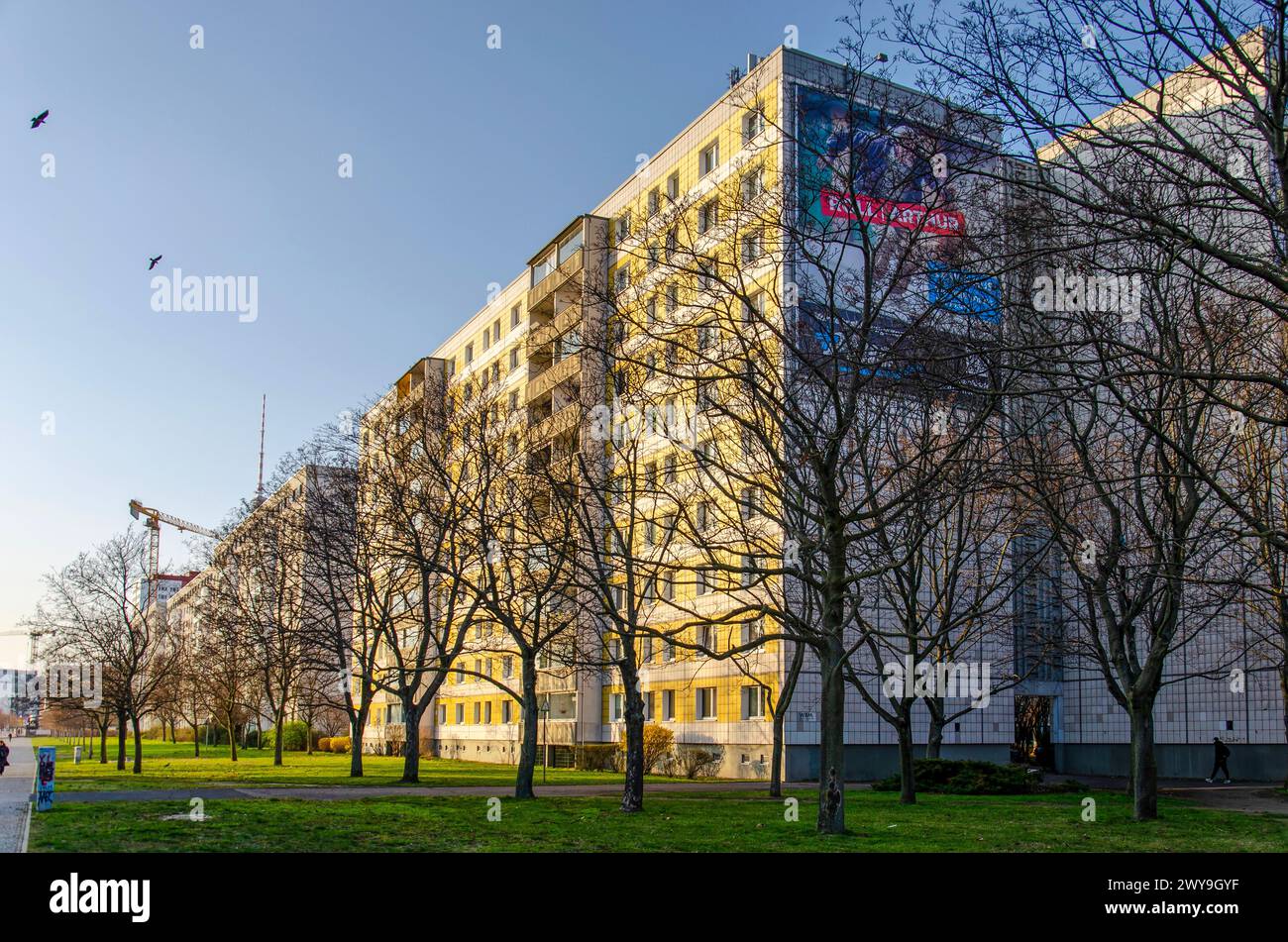 Berlin, Germany, March 7, 2024: large scale housing blocks from the GDR ...