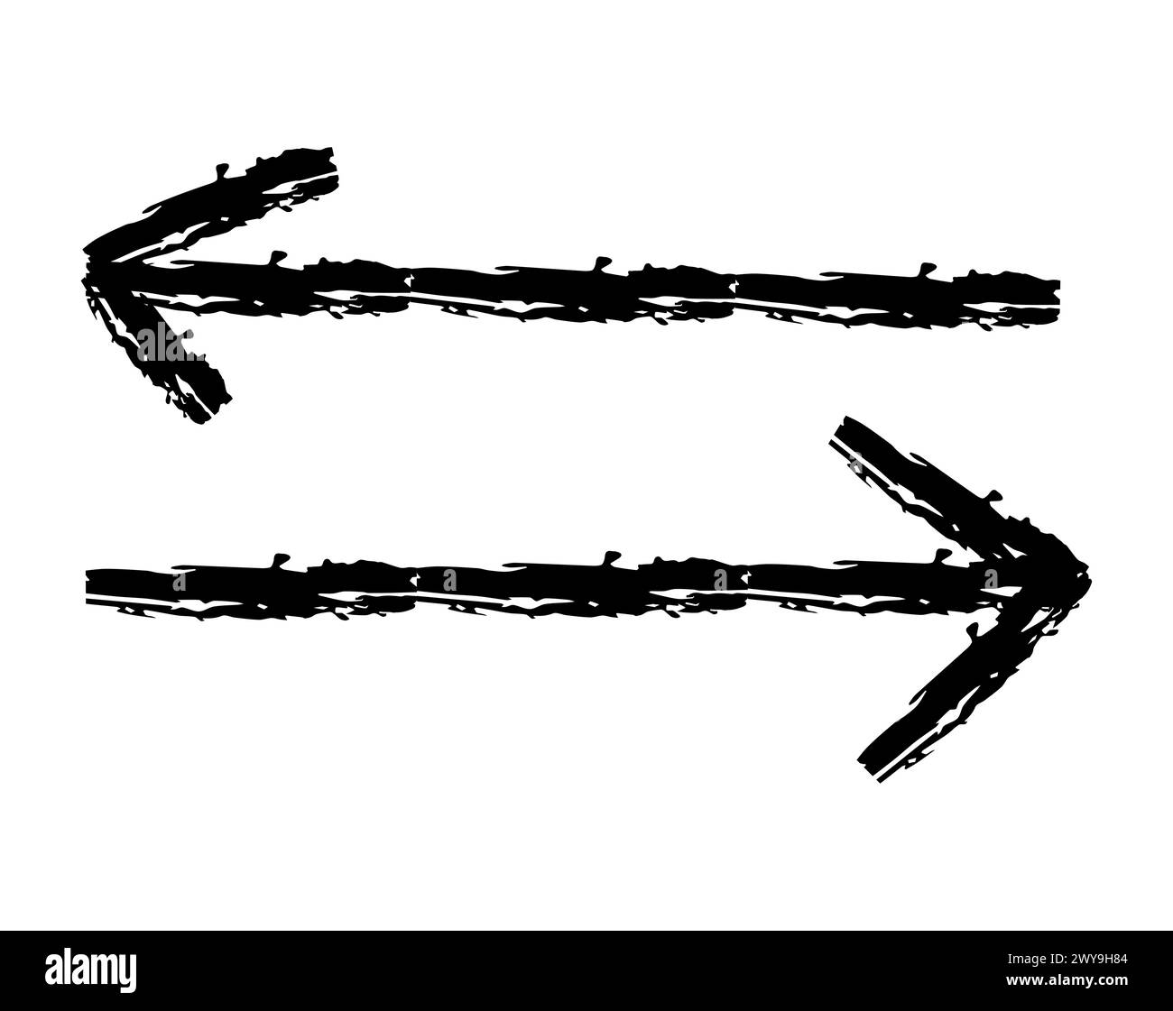 Hand drawn simple arrow drawn with wax crayon, chalk or charcoal ...