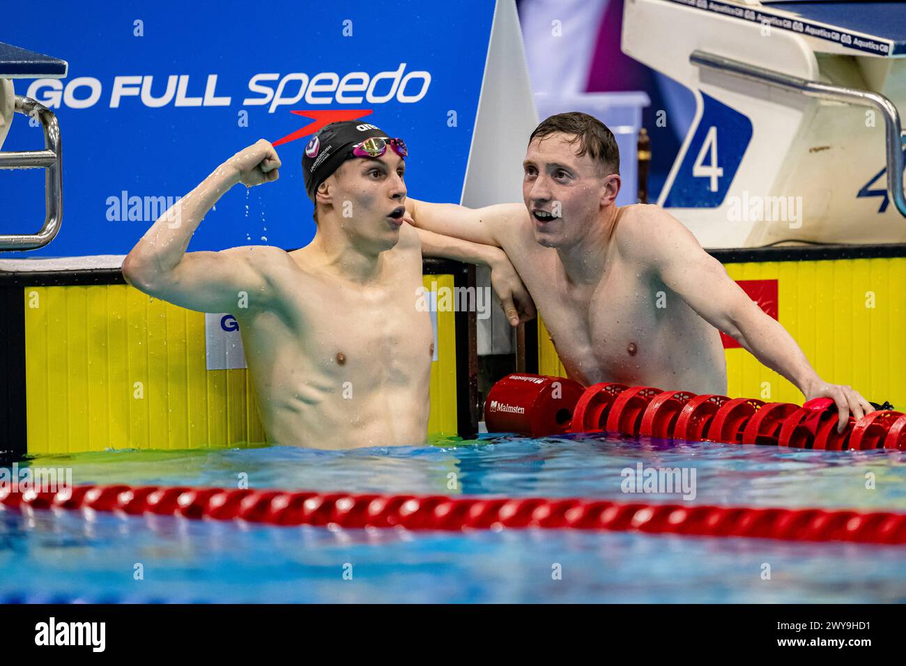 LONDON, UNITED KINGDOM. 04 April, 2024. Charlie Hutchinson (left) Max ...