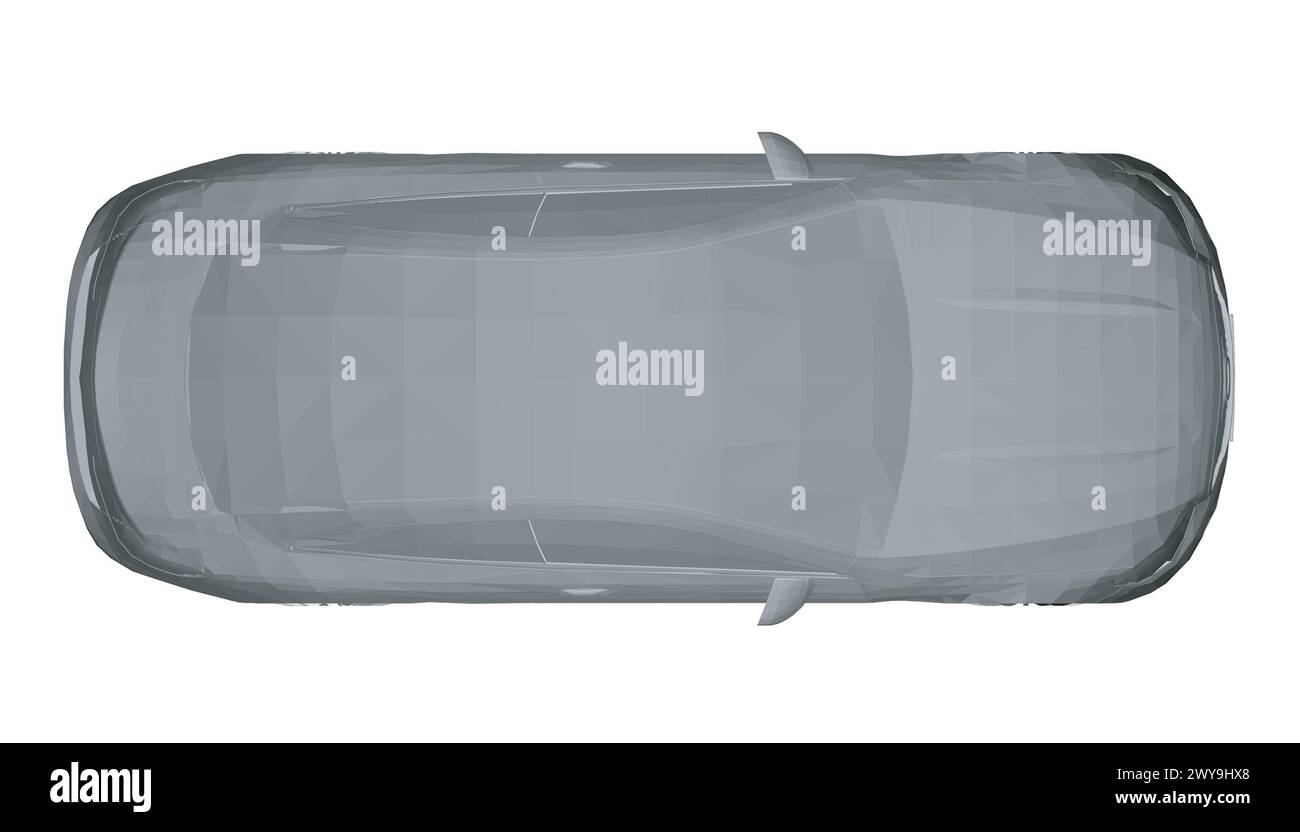 Polygonal gray model of a two door modern car isolated on a white ...