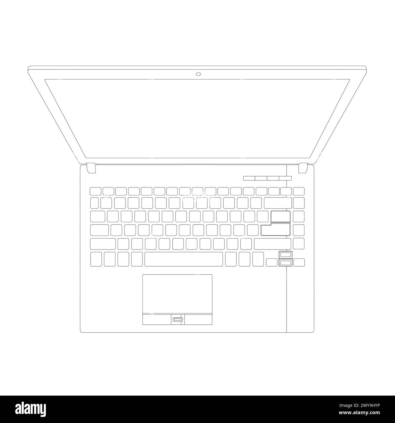 Contour of a laptop isolated on a white background. Vector illustration ...