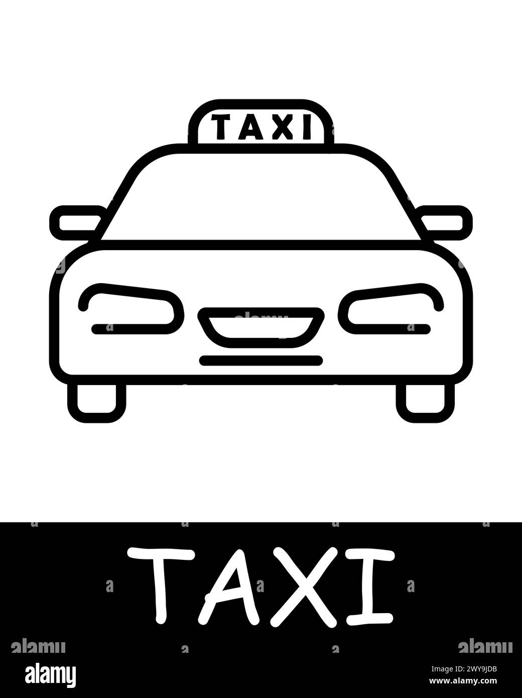 Car, taxi icon. Machine, headlights, vehicle, taxi sign, silhouette ...