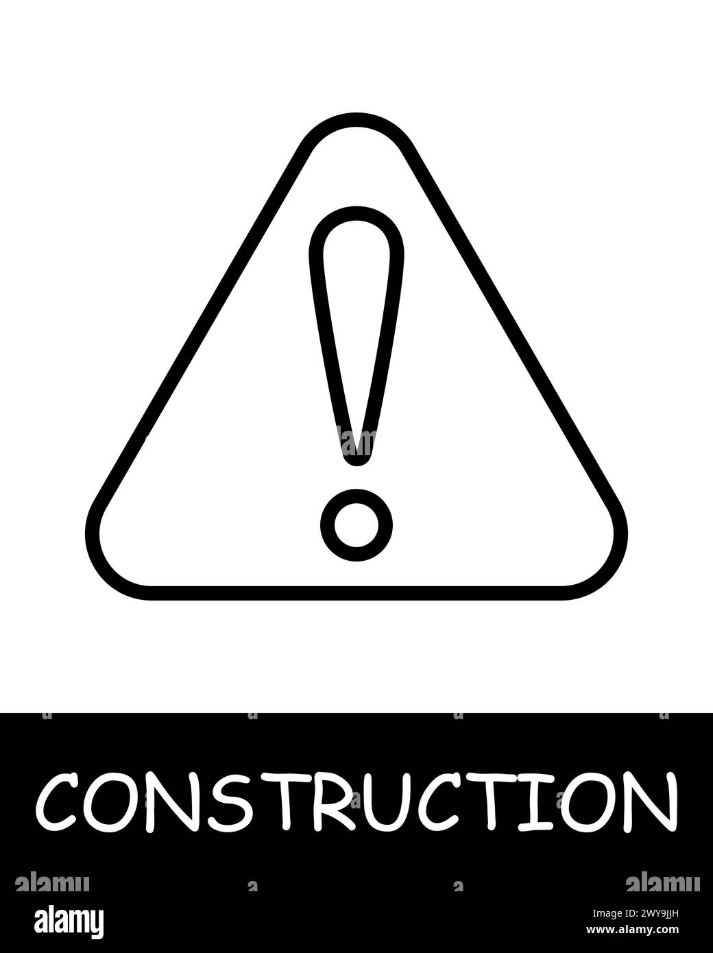 Construction, technology icon. Construction equipment, exclamation mark ...