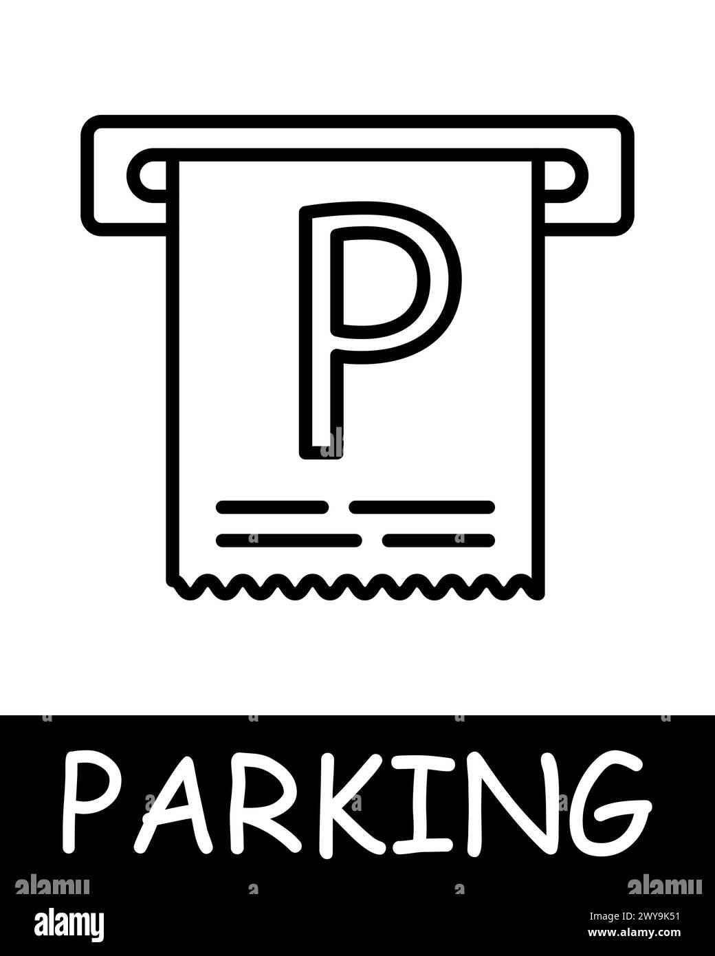 Parking, check, invoice icon. Vehicle management, convenient transport ...