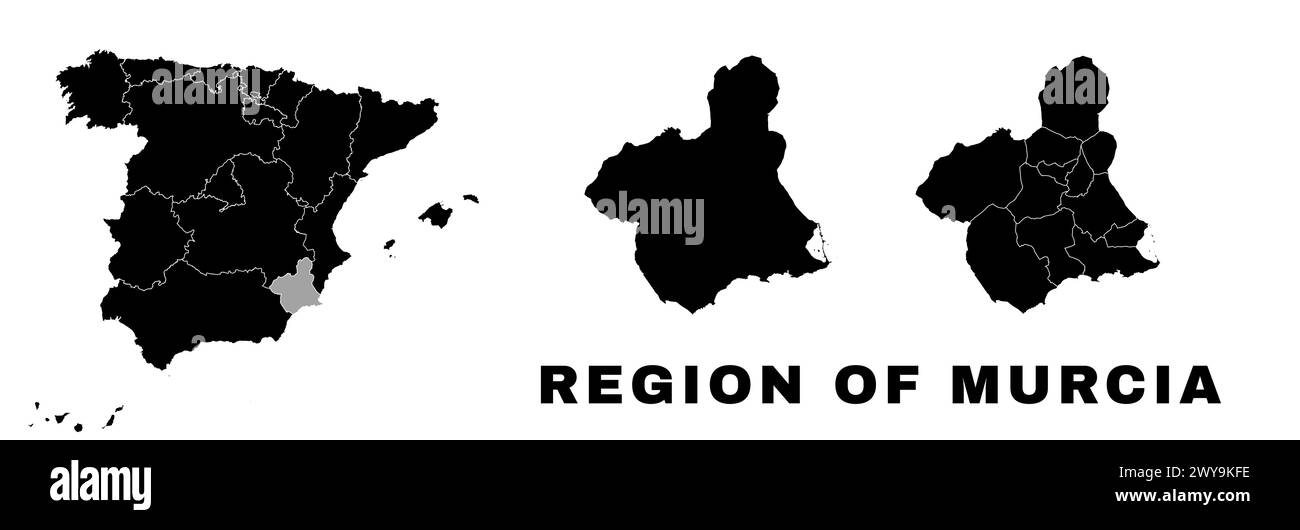Region of Murcia map, autonomous community in Spain. Spanish ...