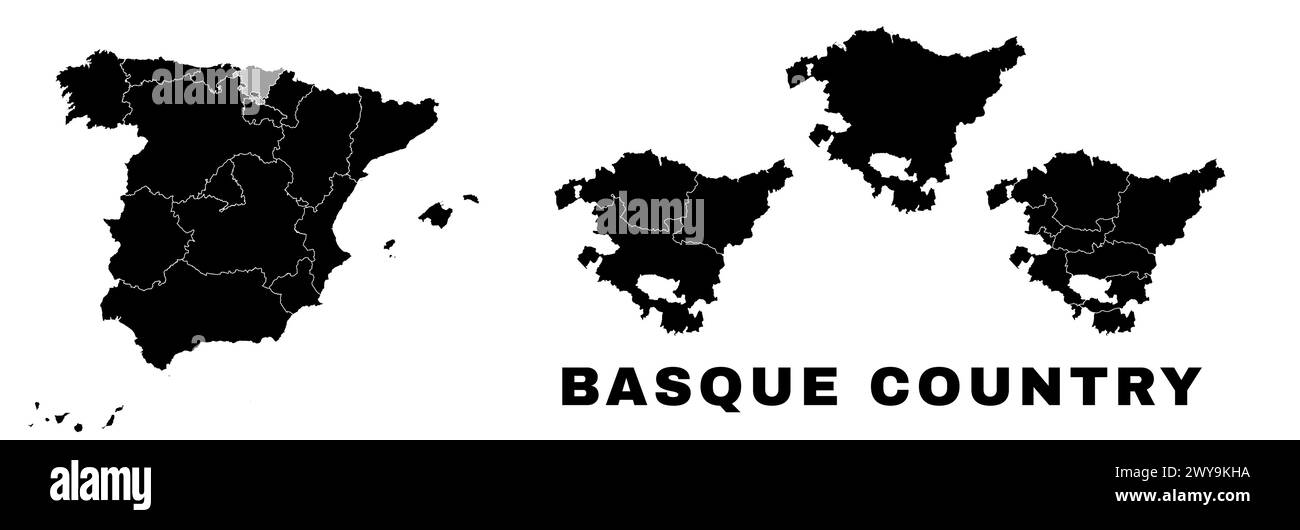 Basque Country map, autonomous community in Spain. Spanish administrative division, regions ...
