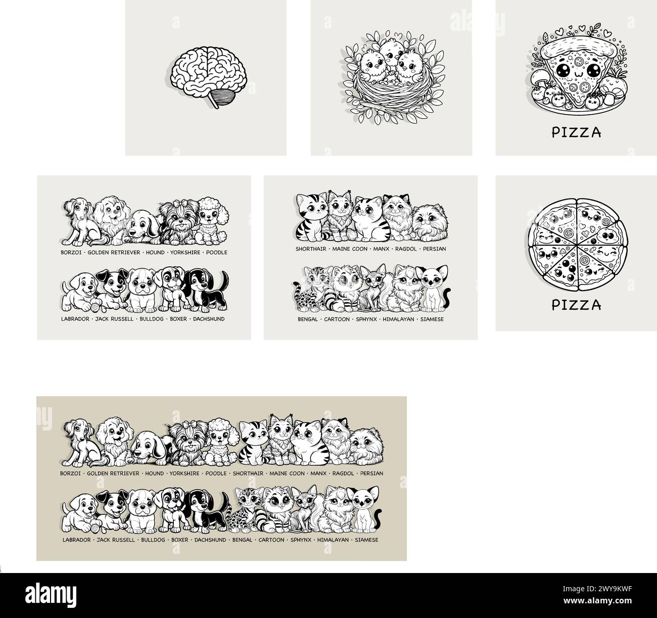 Diverse array of dog and cat breeds, showcased with charm, perfect for ...