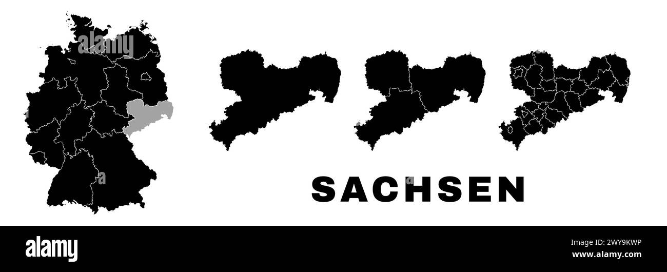 Saxony map, German state. Germany administrative division, regions and ...