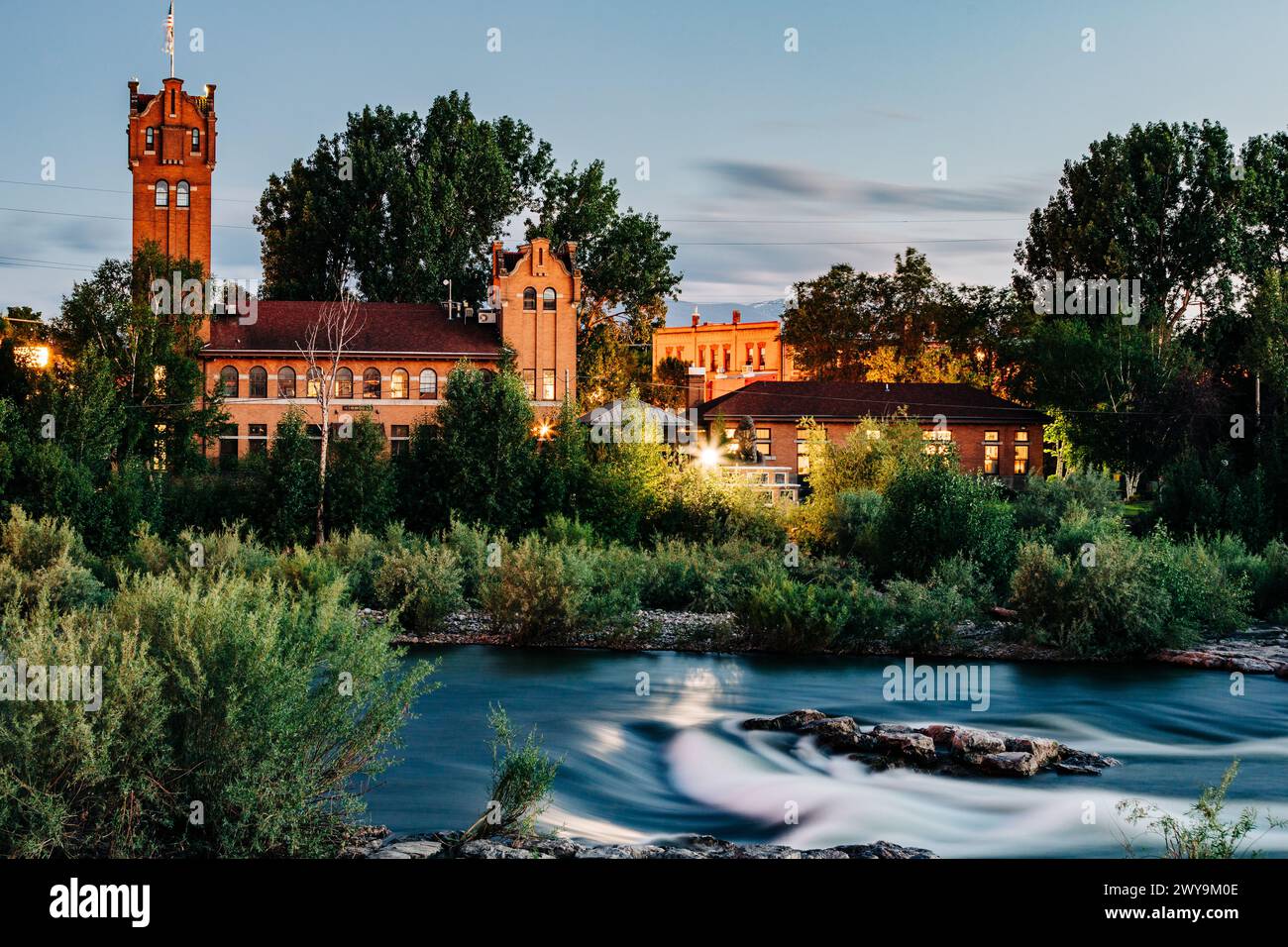 The Milwaukee Depot and Clark Fork River at dusk Stock Photo - Alamy