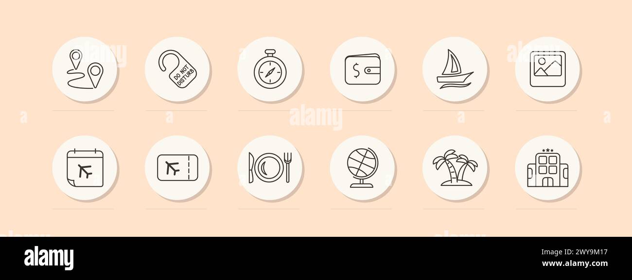 Trip set icon. Geolocation, travel, path from one point to another ...