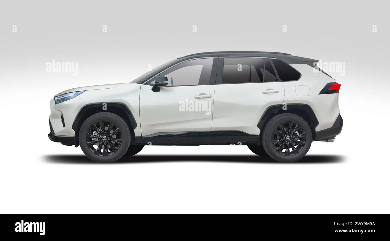 Toyota RAV4 SUV car, side view isolated on white background Stock Photo ...