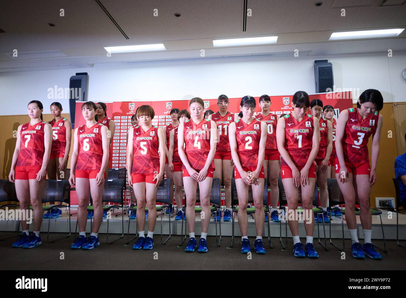 Tokyo, Japan. Credit: MATSUO. 5th Apr, 2024. Japan Women's team group (JPN) Volleyball : Japan ...
