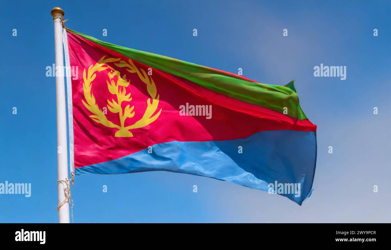 Fahnen, die Nationalfahne von Eritrea flattert im Wind Stock Photo - Alamy