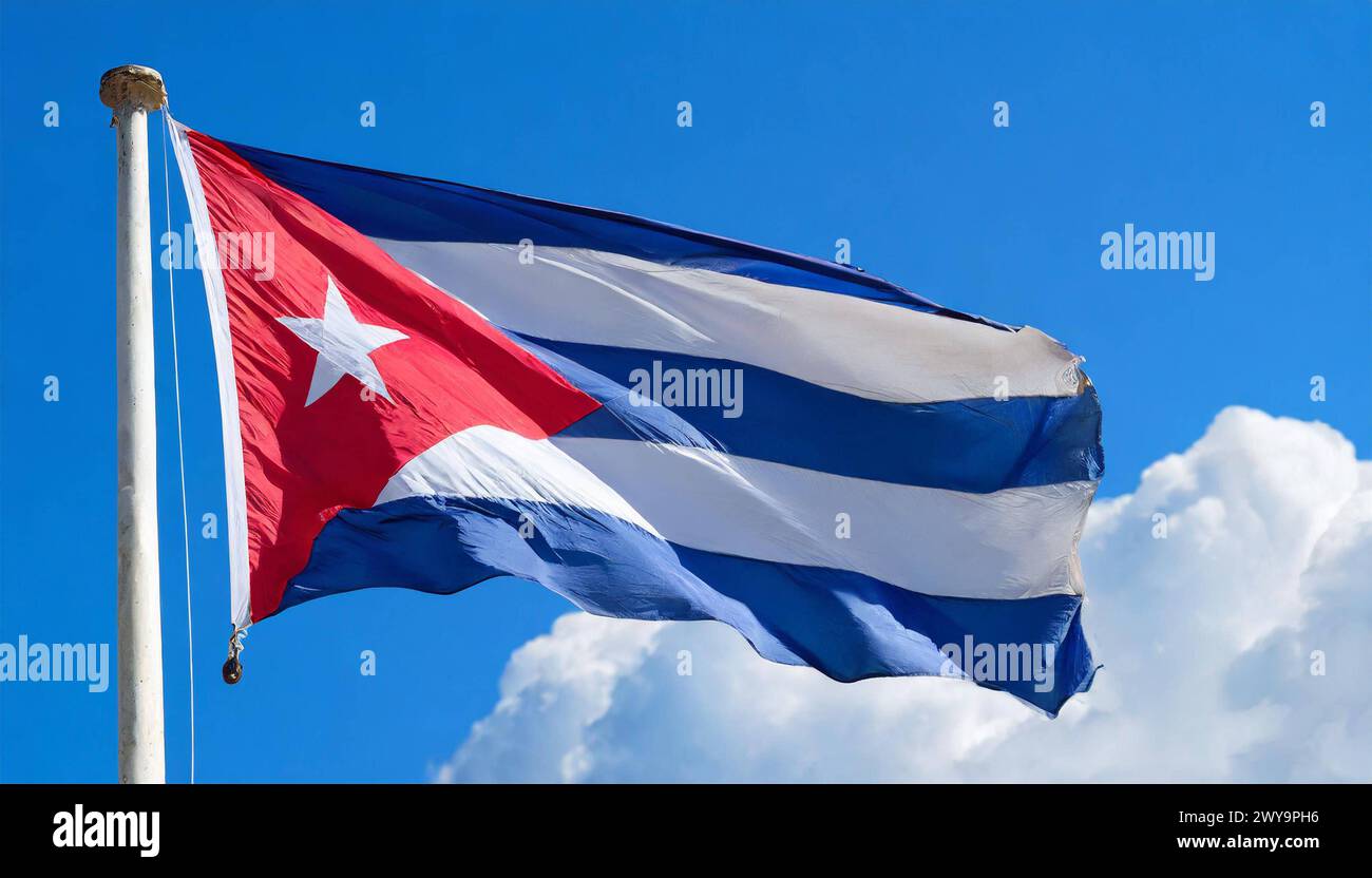 Fahnen, die Nationalfahne von Kuba flattert im Wind Stock Photo - Alamy