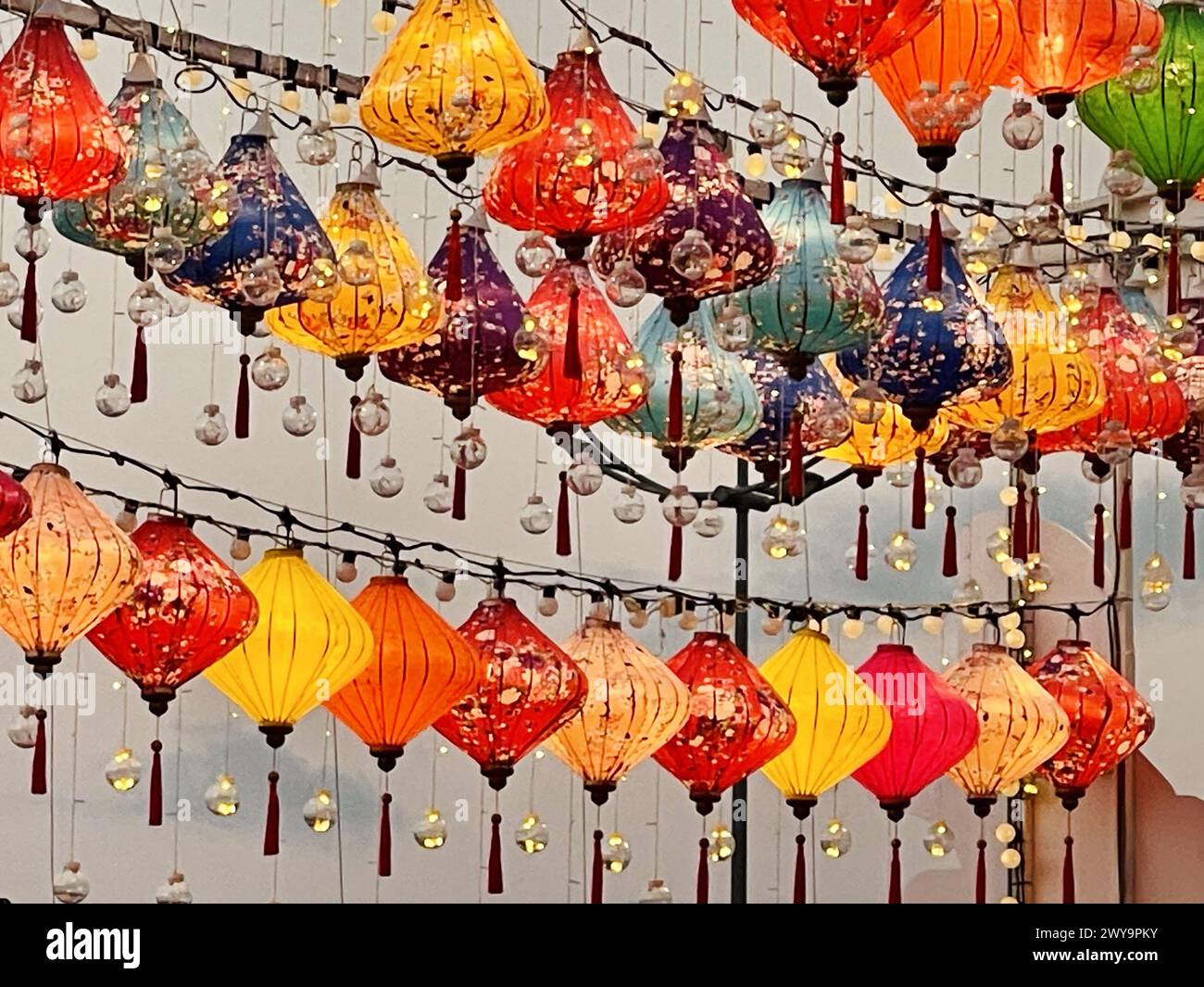 Colorful paper lanterns on the streets of old Asian town Stock Photo ...