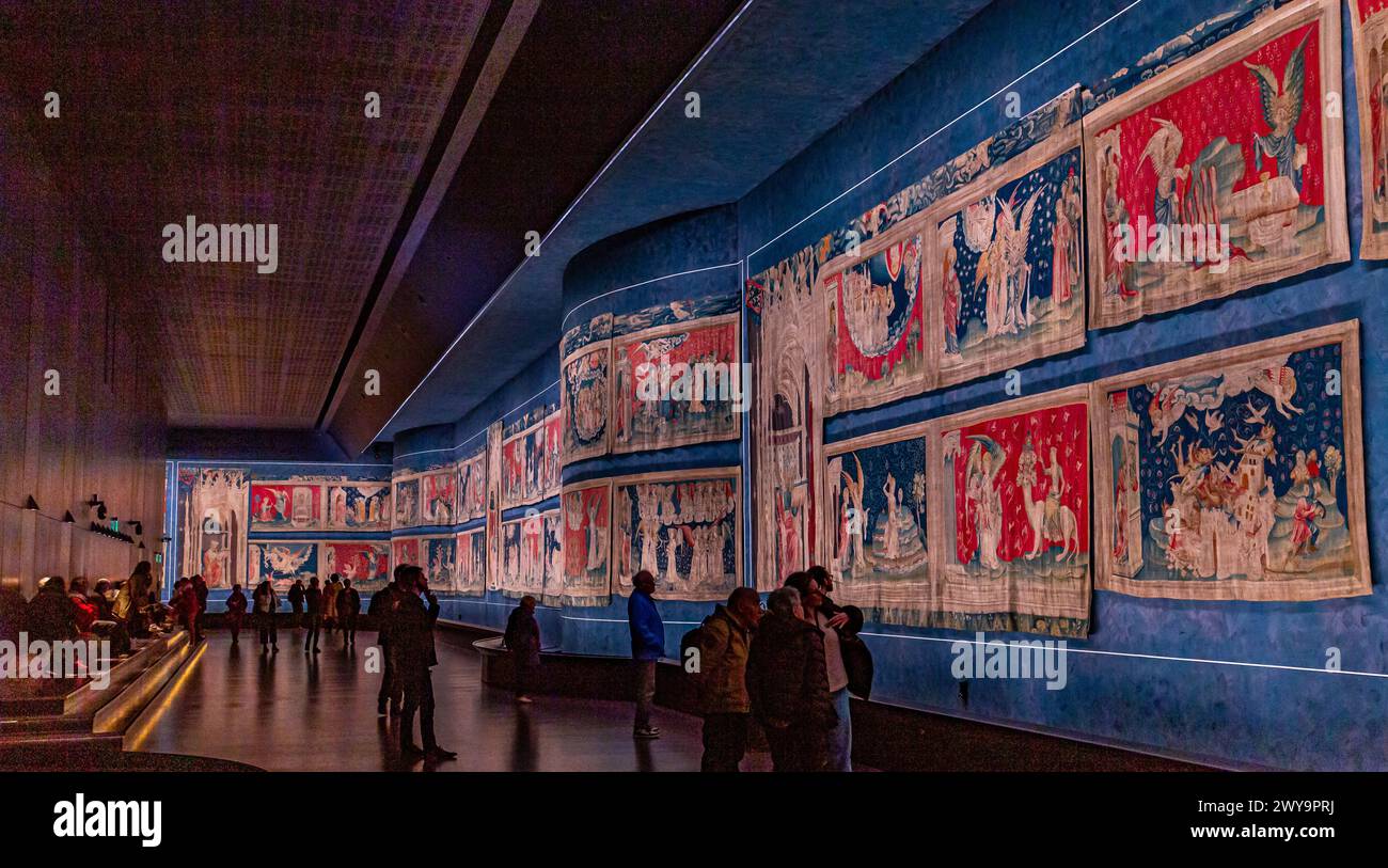 ANGERS, FRANCE, MARCH 23, 2024 : Apocalypse medieval tapestry, by Jean ...