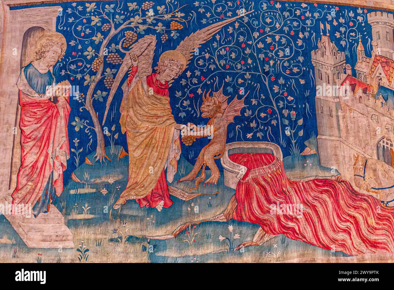 ANGERS, FRANCE, MARCH 23, 2024 : Apocalypse medieval tapestry, by Jean ...