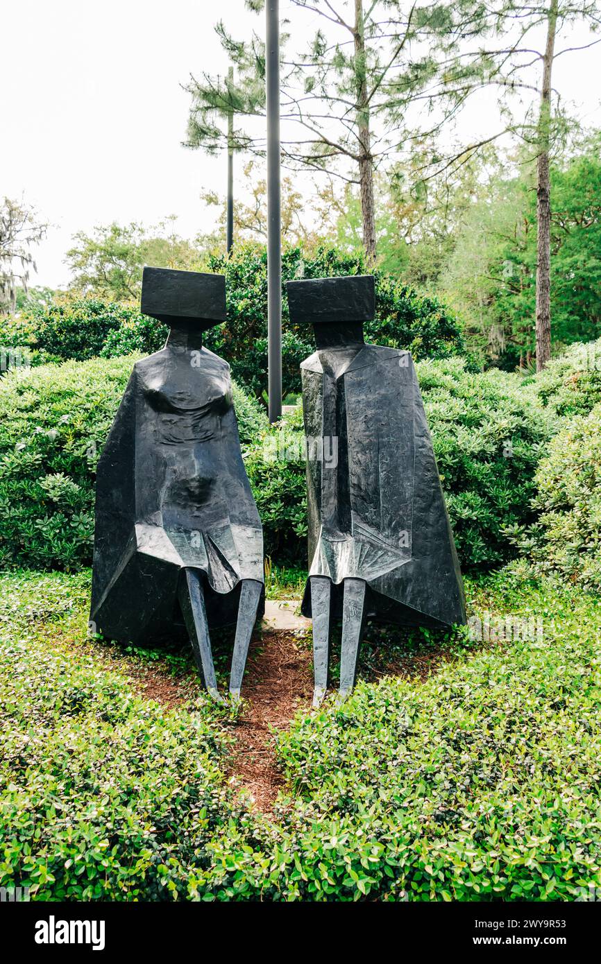 Two Sitting Figures at Besthoff Sculpture Garden in New Orleans Stock ...