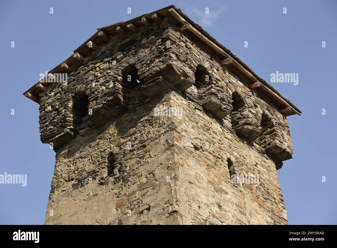 Traditional medieval Svaneti tower, UNESCO World Heritage Site, Mestia ...