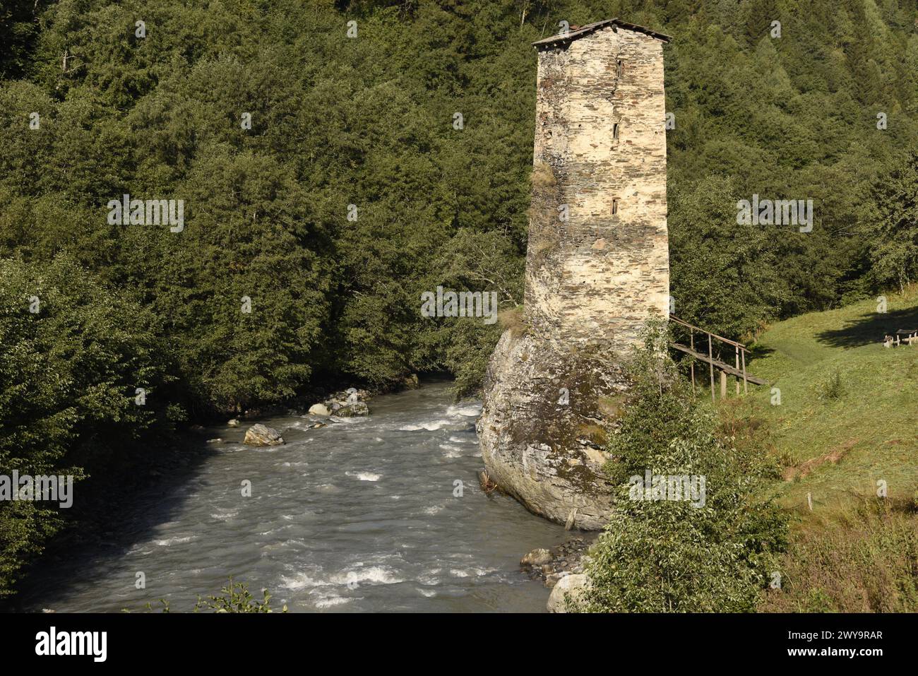 Tower of Love in Svaneti, traditional medieval Svaneti tower, Georgia ...
