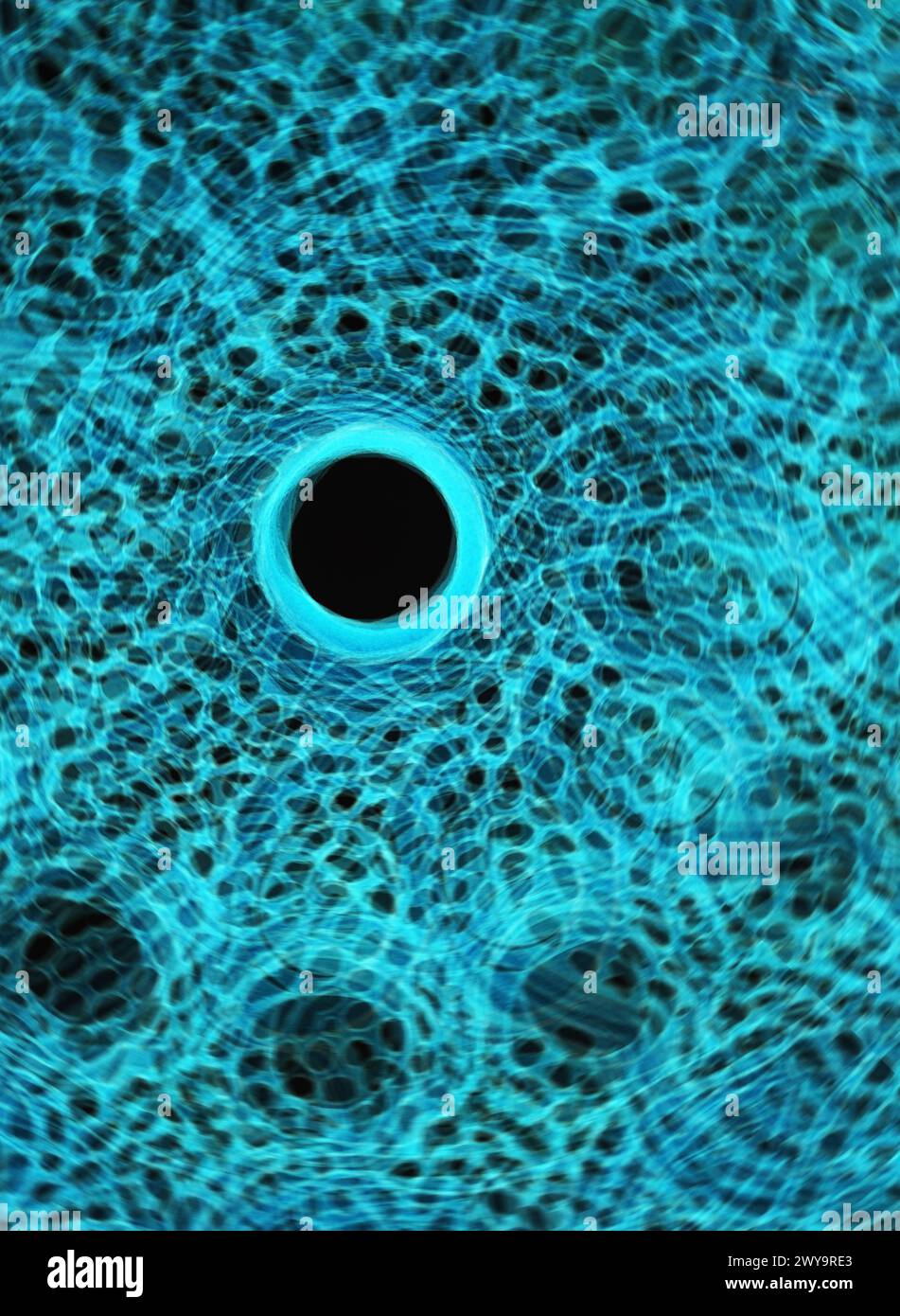 Motion of circles in space with turquoise and blue. The dabbing ...