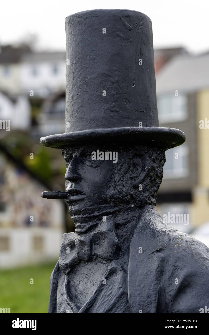 Statue of Isambard Kingdom Brunel at Saltash, Cornwall, England, UK ...