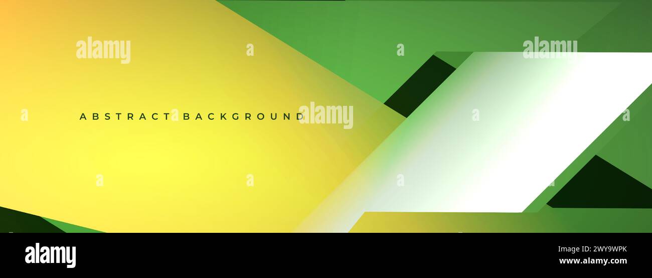Yellow and green modern abstract wide banner with geometric shapes ...