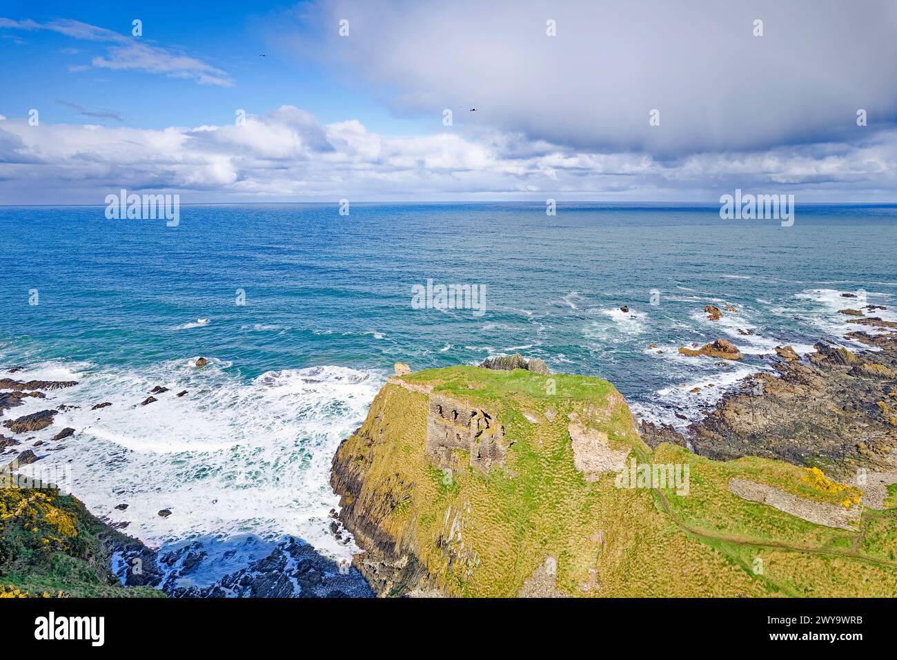 Findlater Castle Cullen Aberdeenshire the coastline in Spring and the ...