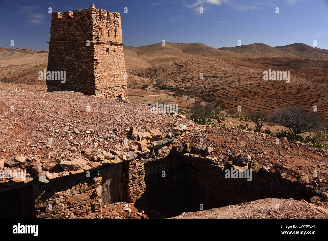 Berber granary, Agadir Tashelhit, in the form of a fortress, Anti-Atlas ...