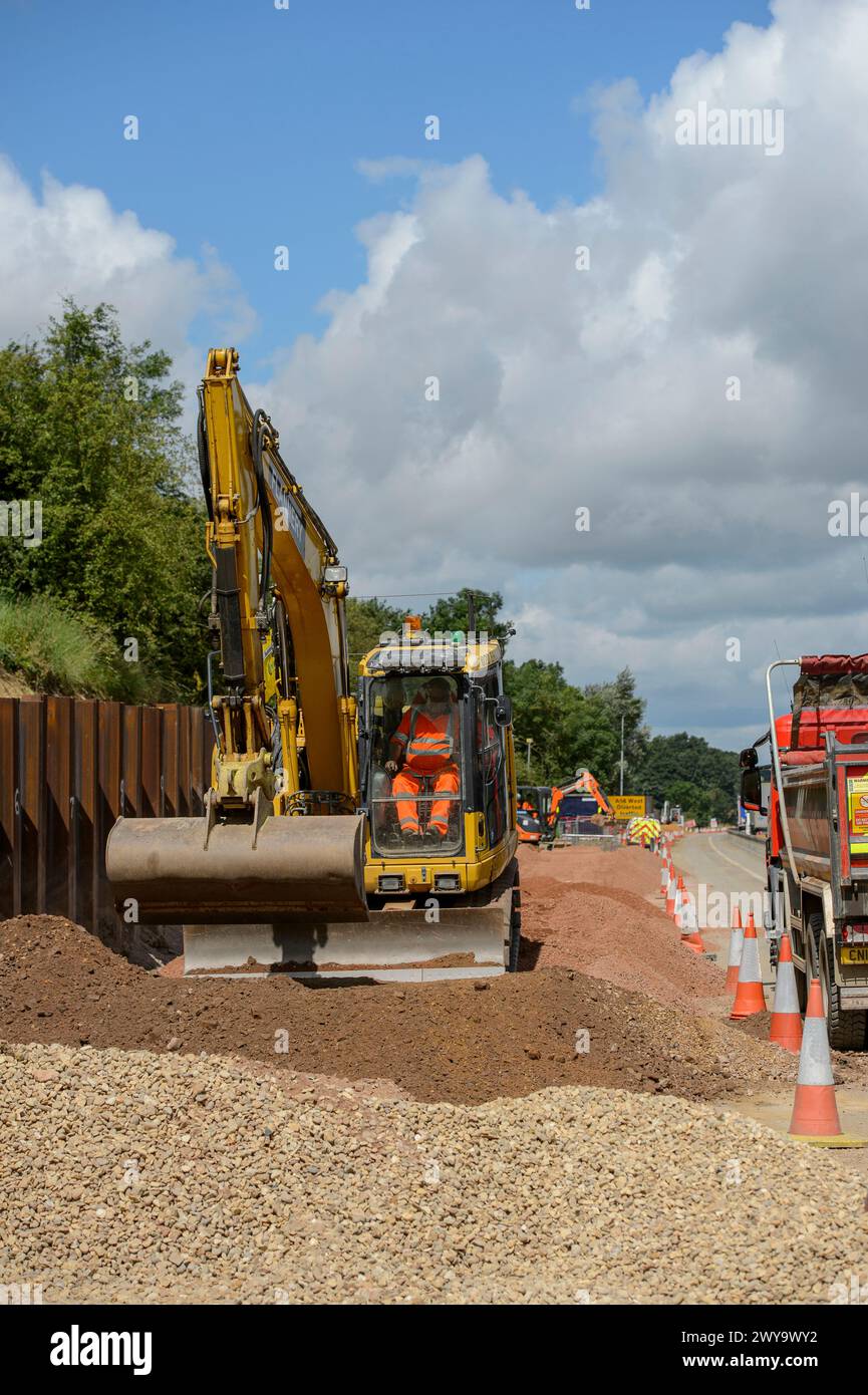 Traffic passing roadworks on the M1 motorway, England Stock Photo - Alamy