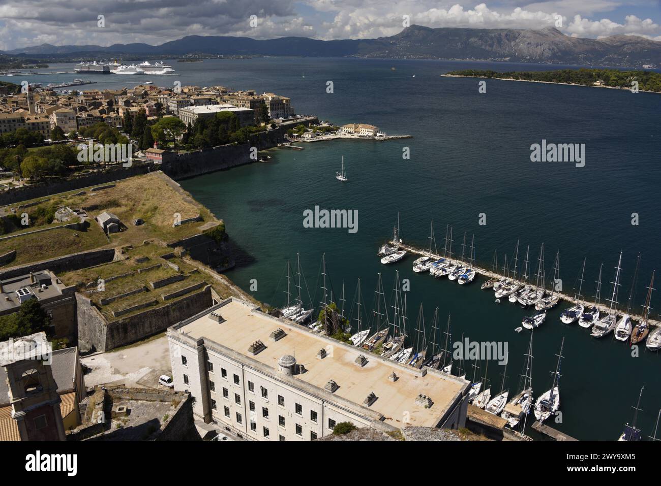 Elevated view of Corfu Town, Corfu, Greek Islands, Greece, Europe ...
