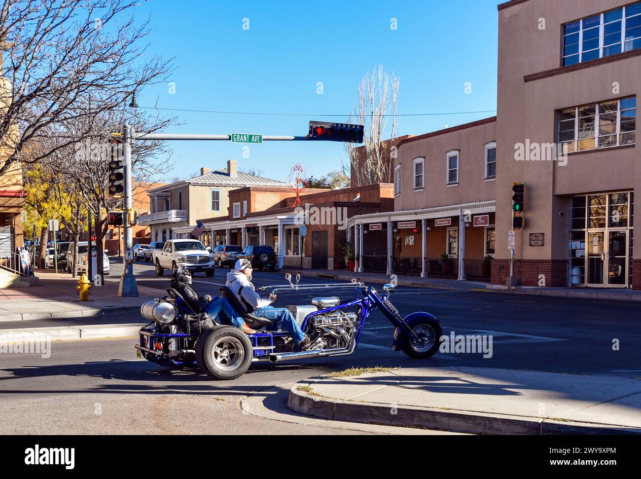 Custom Chopper / 3 wheeled Motorcycle on Grant Avenue in Sante Fe, New ...