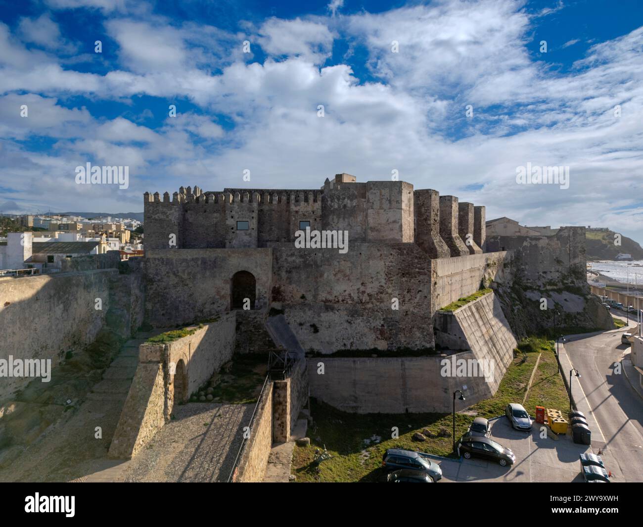aerial view of the beautiful castle of Guzmán el Bueno in the ...
