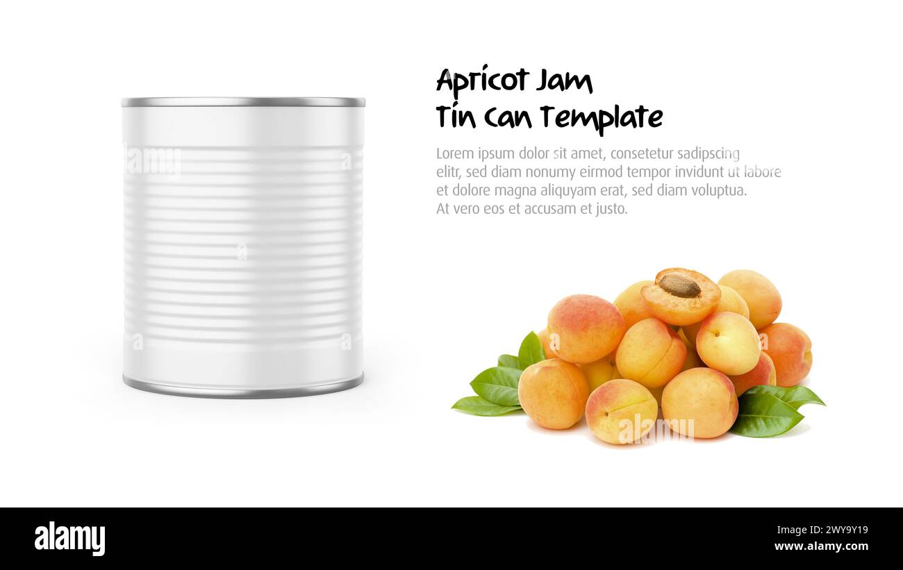 Apricot Jam Food Tin Can Mockup Template Isolated Background Stock ...