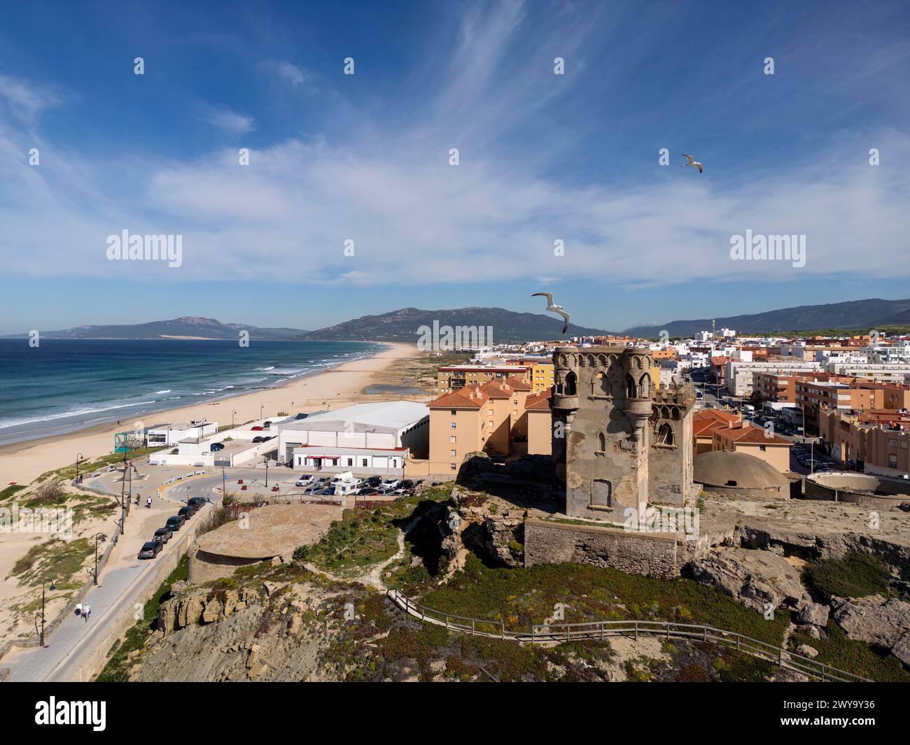 aerial view of the beautiful castle of Santa Catalina in the ...