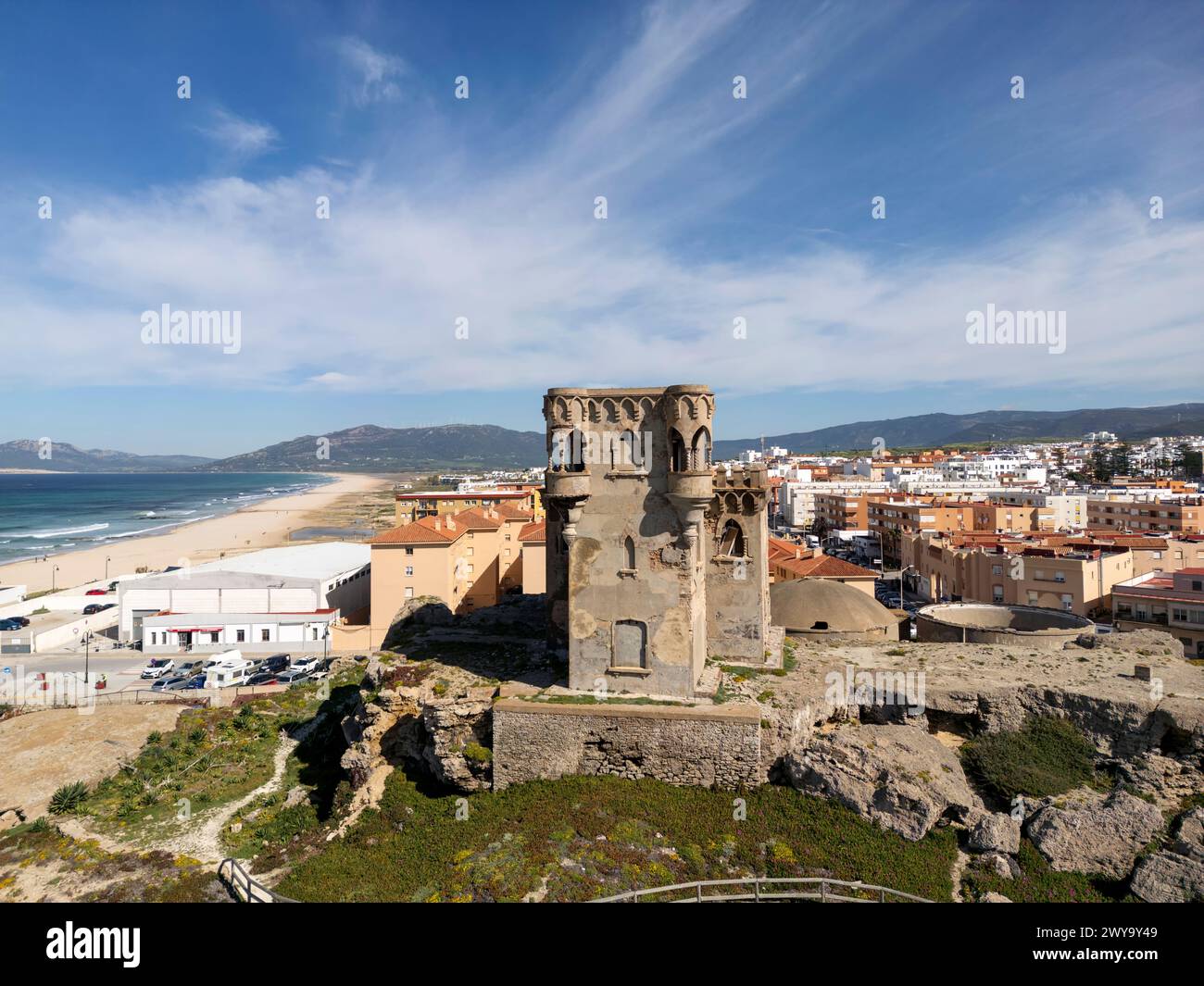 aerial view of the beautiful castle of Santa Catalina in the ...