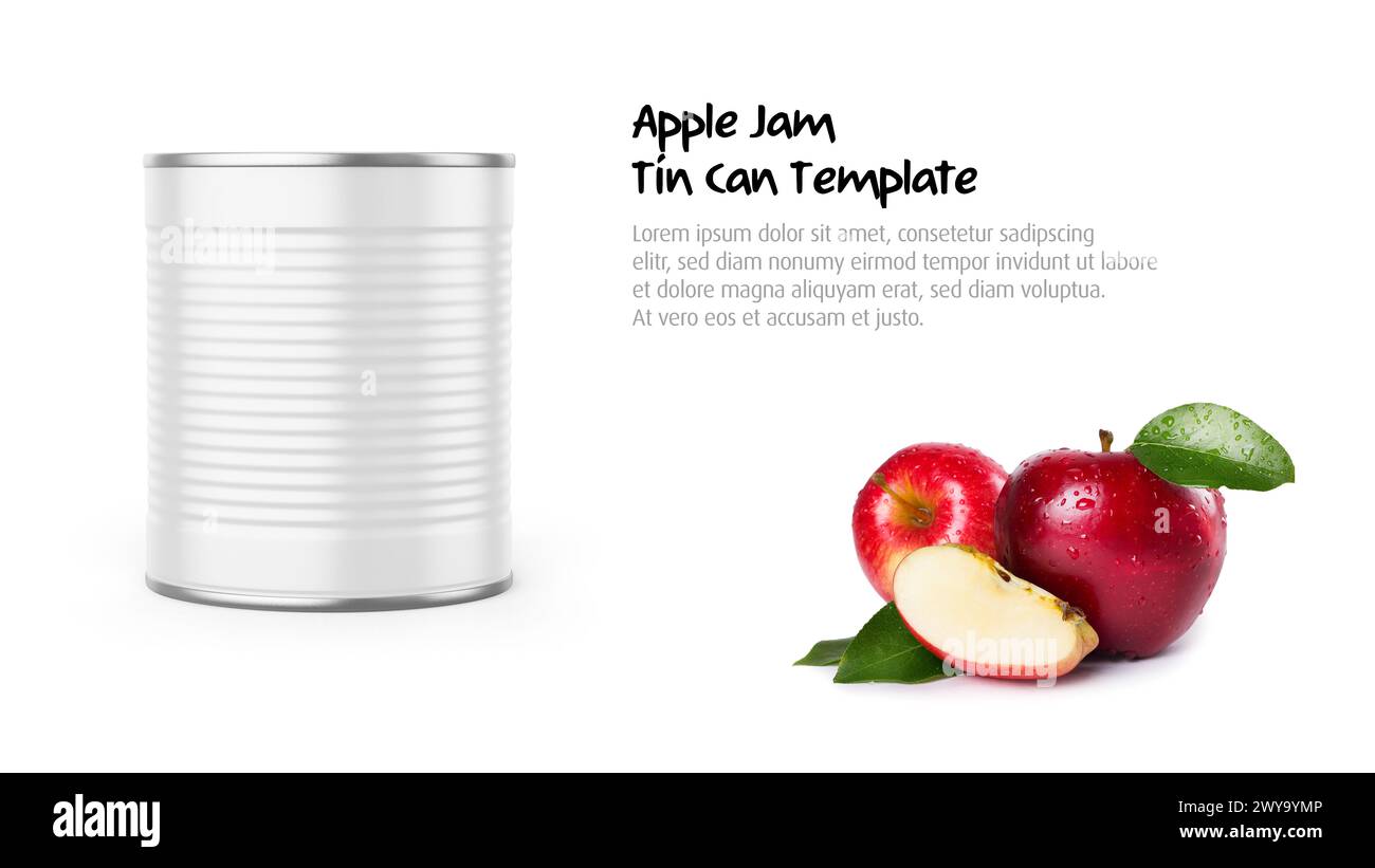 Apple Jam Food Tin Can Mockup Template Isolated Background Stock Photo ...
