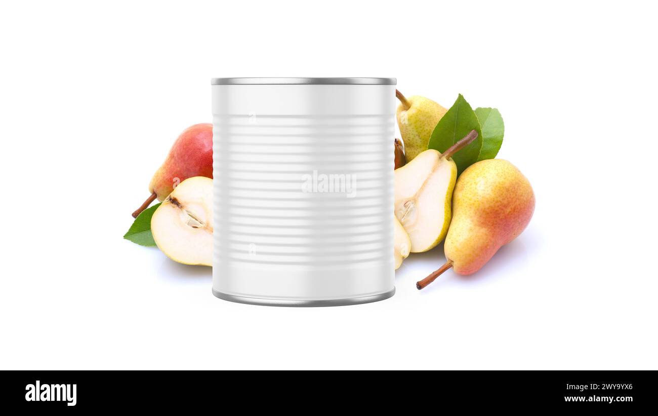 Pear Jam Food Tin Can Mockup Template Isolated Background Stock Photo ...