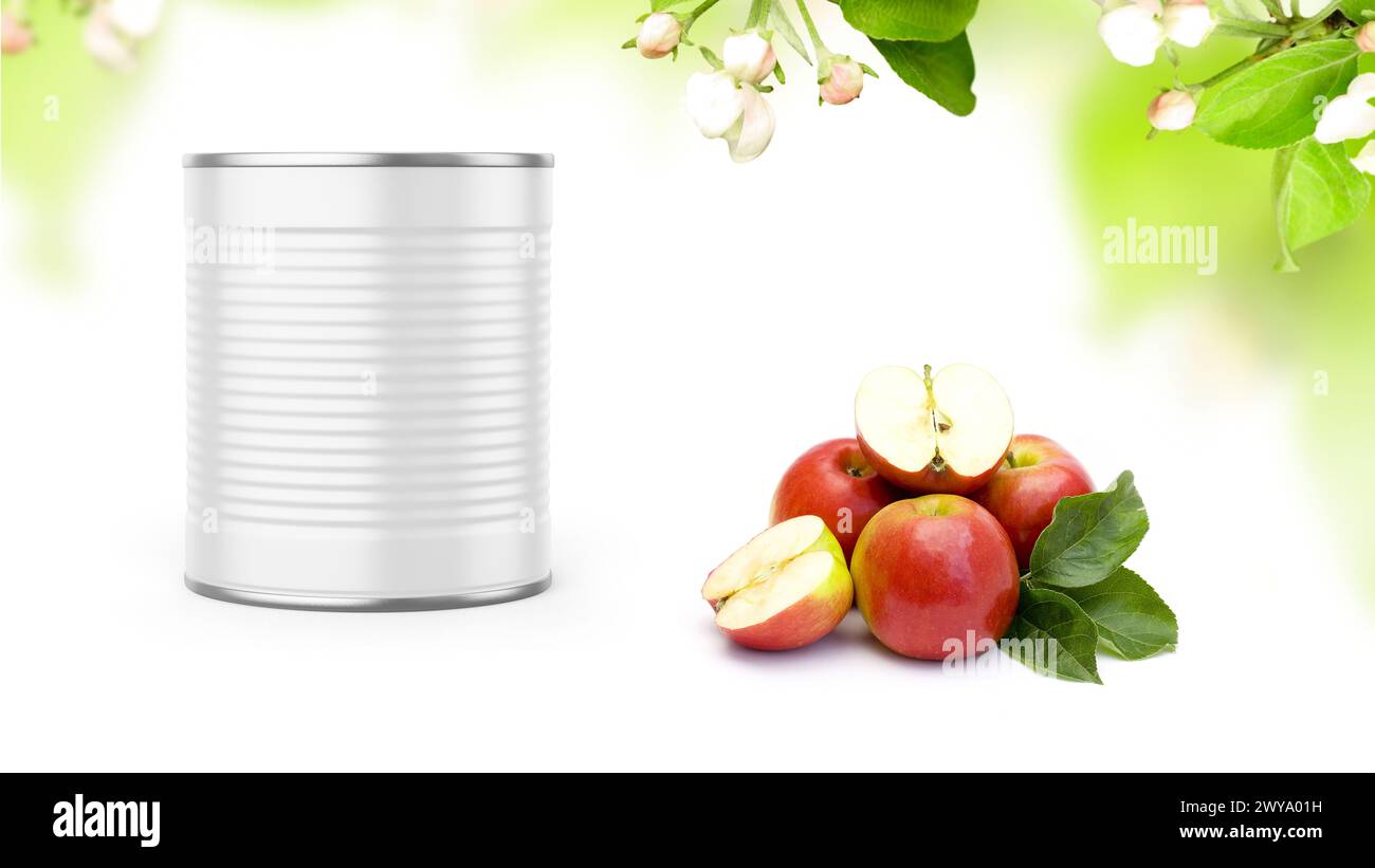 Apple Jam Food Tin Can Mockup Template Isolated Background Stock Photo ...