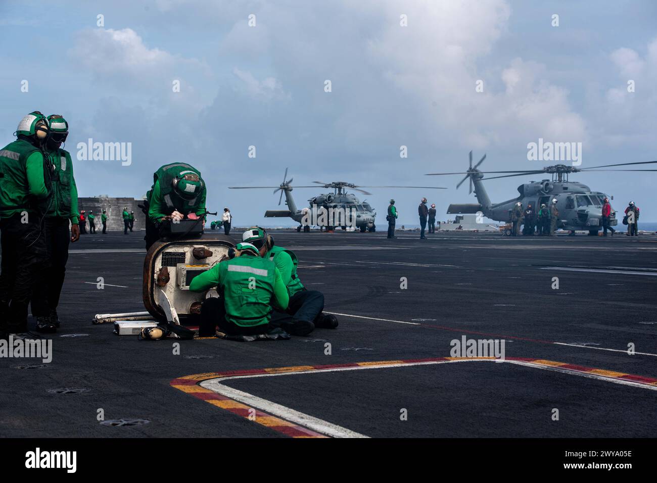 SOUTH CHINA SEA (March 27, 2024) U.S. Sailors conduct flight operations ...