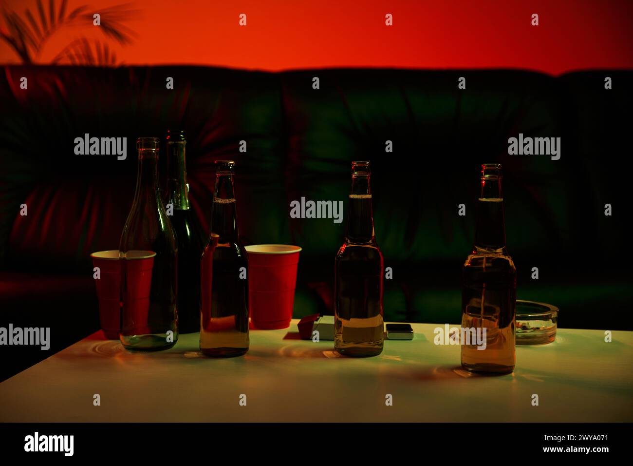 Alcohol bottles party table hi-res stock photography and images - Alamy