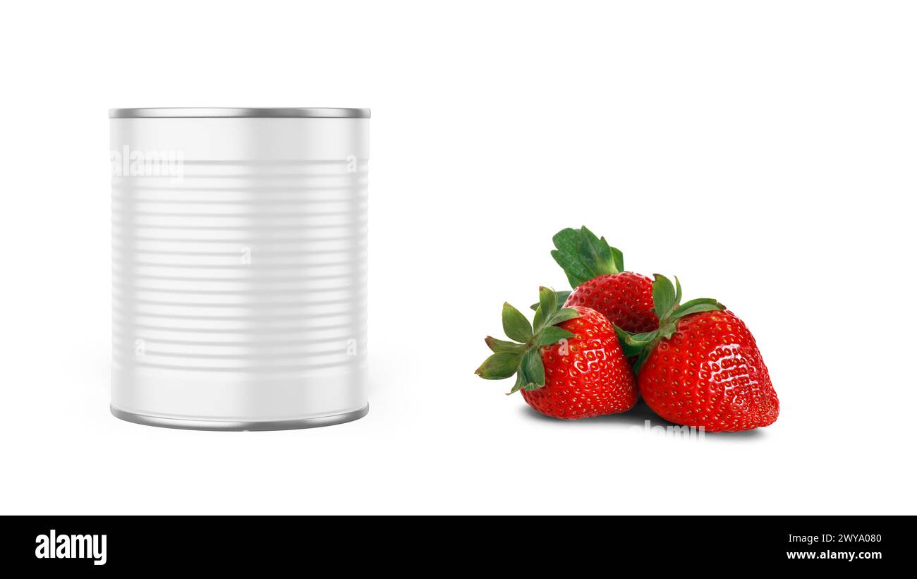 Strawberry Jam Food Tin Can Mockup Template Isolated Background Stock ...