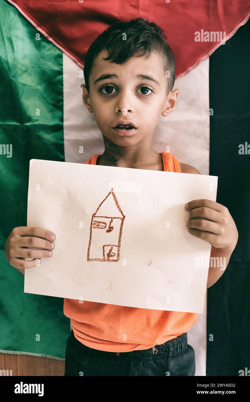 Palestinian kids from school showing their vision of Palestine during a ...