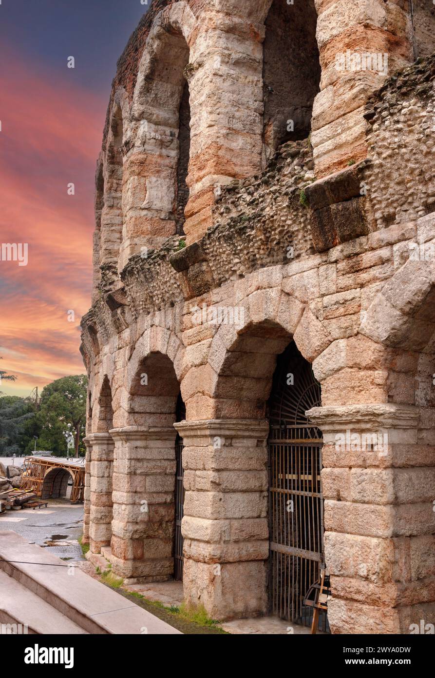 Ancient roman amphitheatre Arena in Verona, Italy. Most famous open air ...