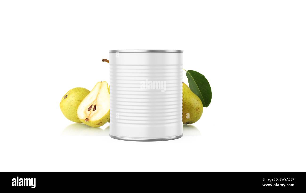 Pear Jam Food Tin Can Mockup Template Isolated Background Stock Photo ...