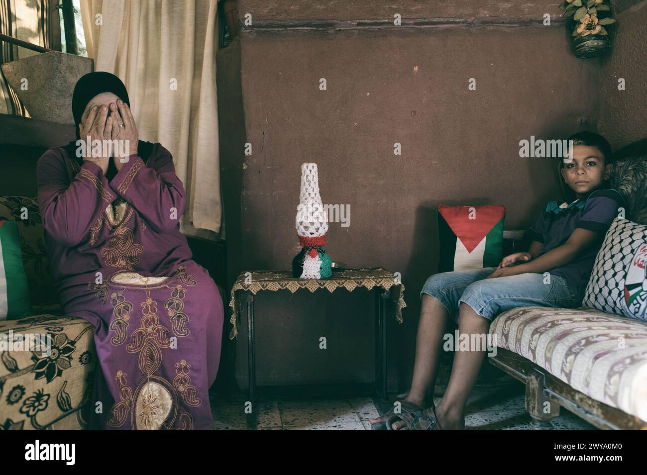 Photograph of a Palestinian family with different generation tracing ...