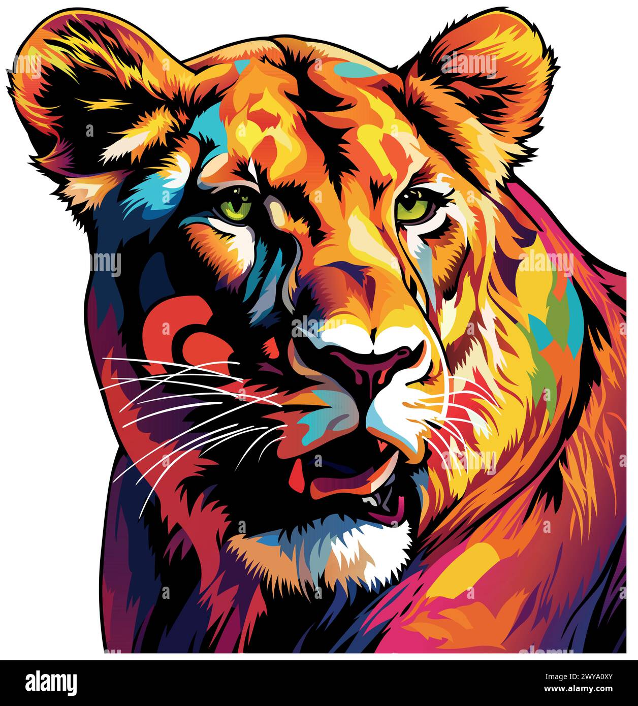 A Colorful Lioness Portrait Stock Vector Image & Art - Alamy